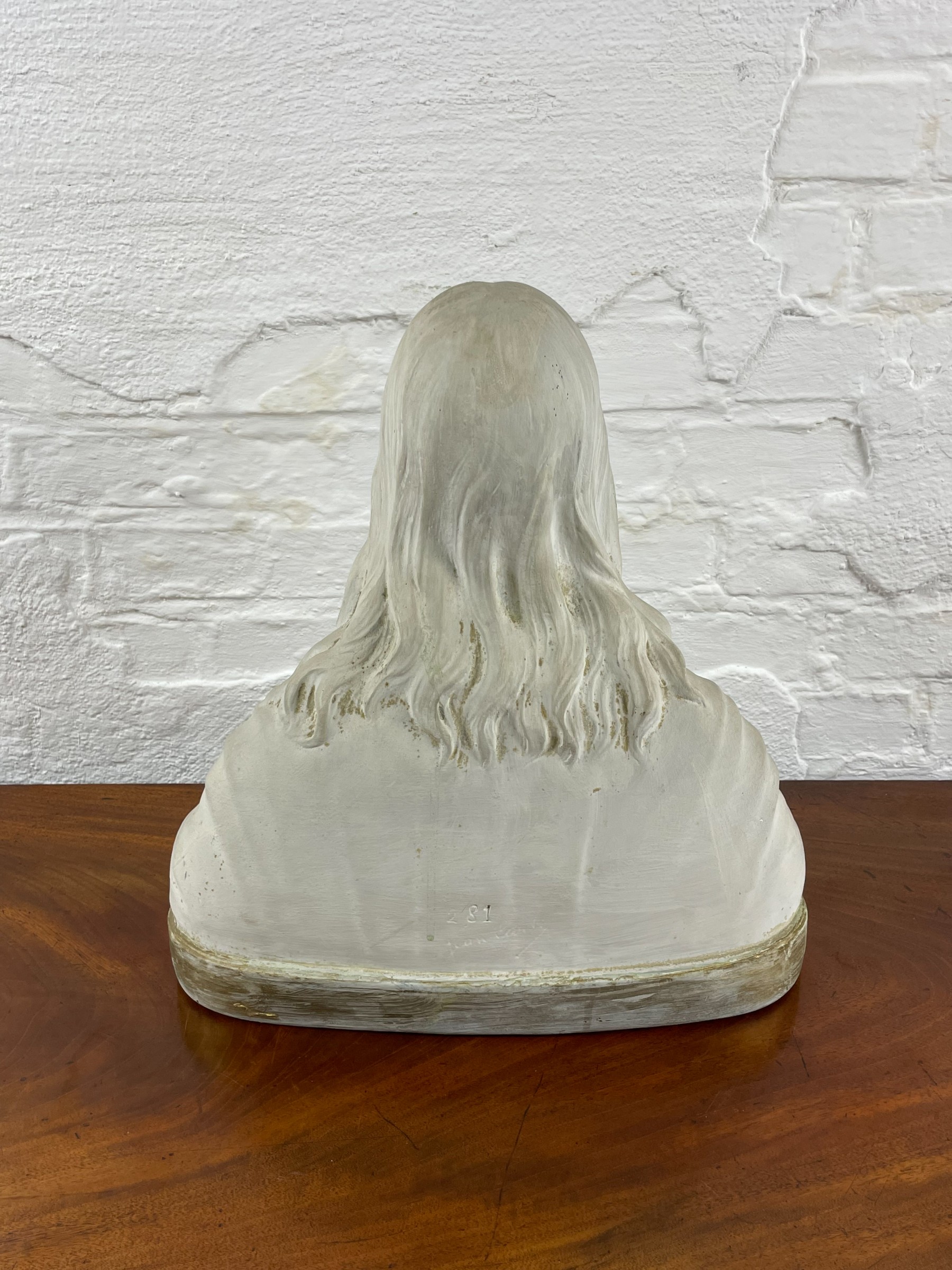 Borstbeeld Jezus met Heilig Hart in gips door Belgisch beeldhouwer Jean ...